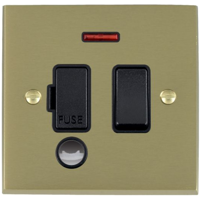 Hamilton Cheriton Victorian Satin Brass 13A Double Pole Switched Fused ...