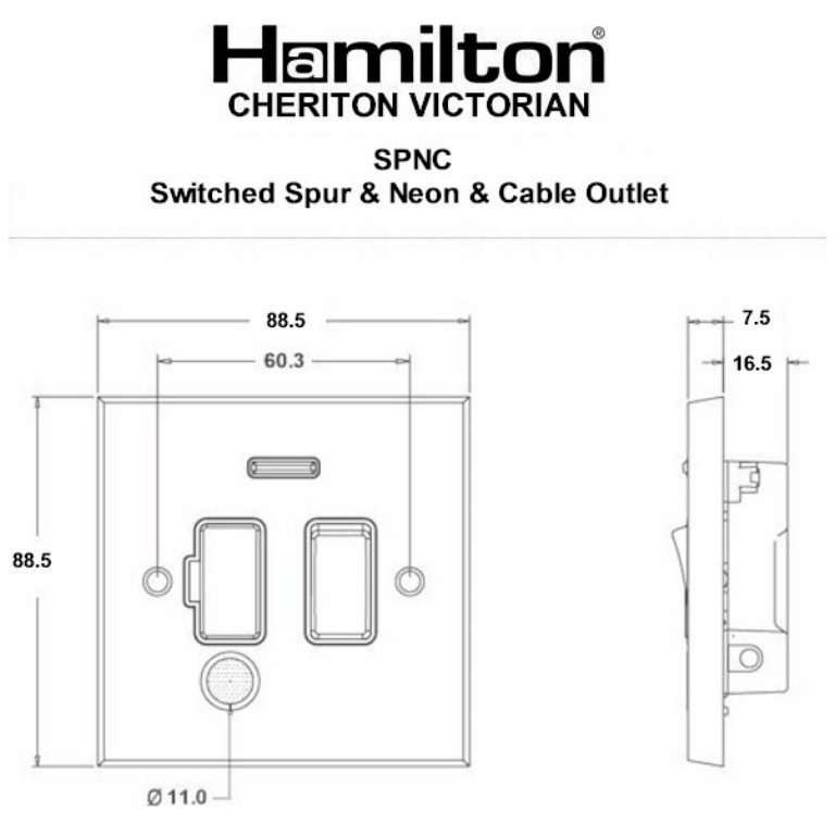 Hamilton Cheriton Victorian Satin Brass 13A Double Pole Switched Fused ...