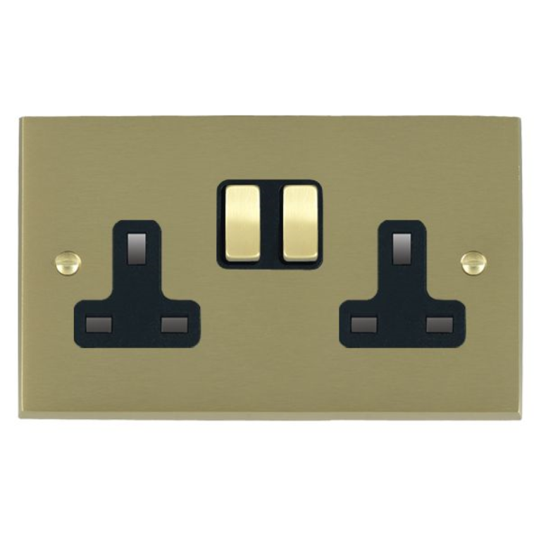 Hamilton Cheriton Victorian Satin Brass 2 Gang 13A Double Pole Switched ...