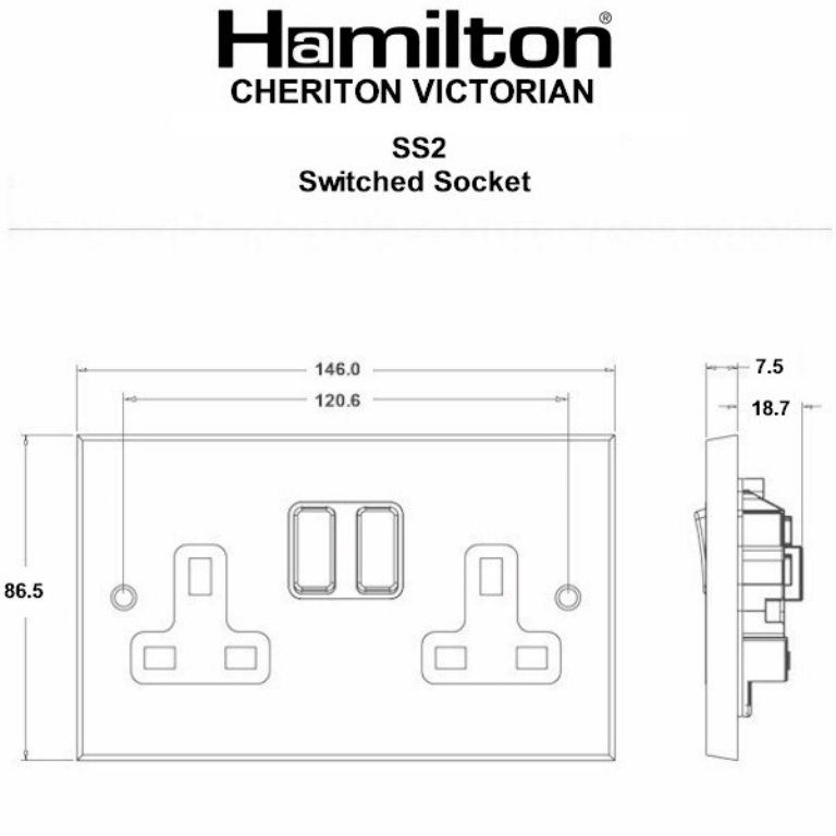 Hamilton Cheriton Victorian Satin Brass 2 Gang 13A Double Pole Switched ...