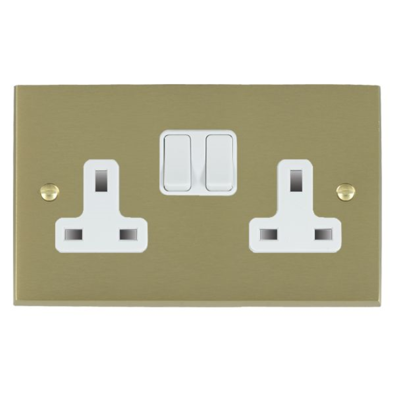 Hamilton Cheriton Victorian Satin Brass 2 Gang 13A Double Pole Switched ...