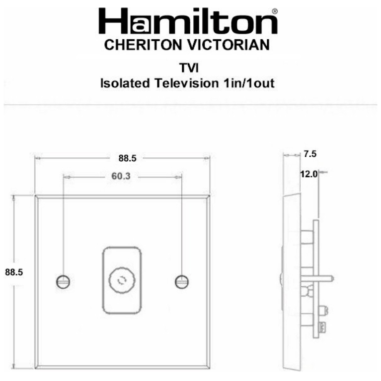 Hamilton Cheriton Victorian Satin Brass 1 Gang Isolated 1 In/1 Out TV ...