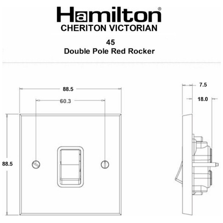 Hamilton Cheriton Victorian Bright Chrome 45A Double Pole Switch with ...