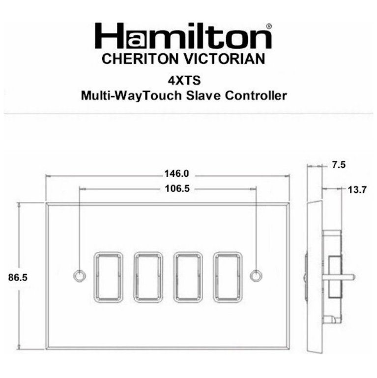 Hamilton Cheriton Victorian Bright Chrome 4 Gang Multi-Way Touch ...
