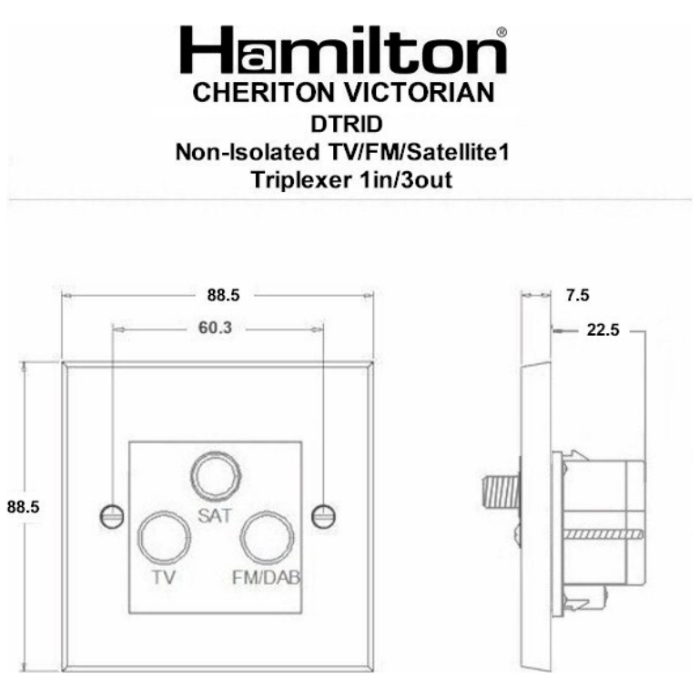 Hamilton Cheriton Victorian Bright Chrome Non-Isolated TV+FM+SAT 1 In/3 ...