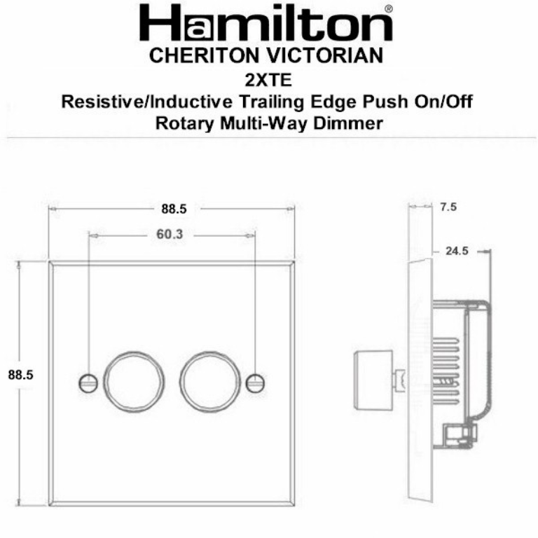 Hamilton Cheriton Victorian Bright Chrome 2 Gang 250W/210VA Multi-Way ...