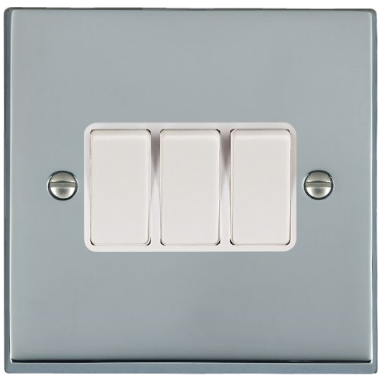 Hamilton Cheriton Victorian Bright Chrome 3 Gang 10AX 2 Way Switch with ...