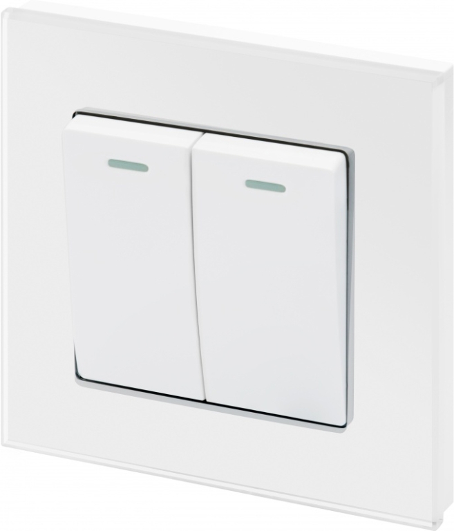 Retrotouch Crystal White Plain Glass 2 Gang Intermediate Mechanical ...