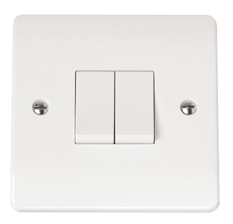 Click Mode Double 10amp 2 Way White PVC Switch | UKES