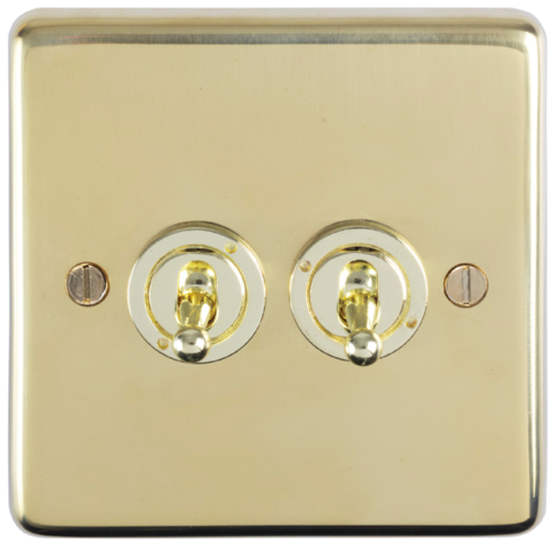 Eurolite Stainless Steel Polished Brass 2 Gang 10 Amp 2 Way Toggle ...