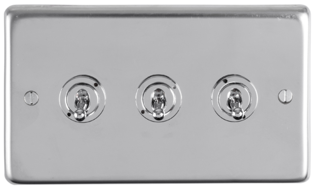 Eurolite Stainless Steel Polished Stainless 3 Gang 10 Amp 2 Way Toggle ...