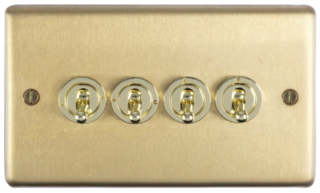 Eurolite Stainless Steel Satin Brass 4 Gang 10 Amp 2 Way Toggle Switch ...