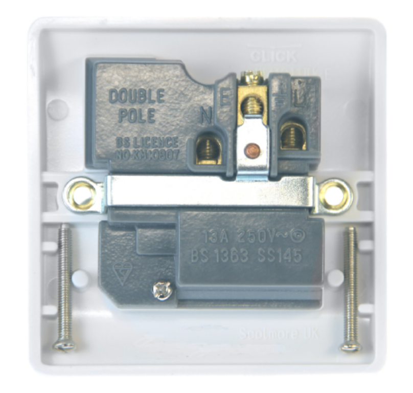 Click Mode Single 13amp White PVC Socket | UKES