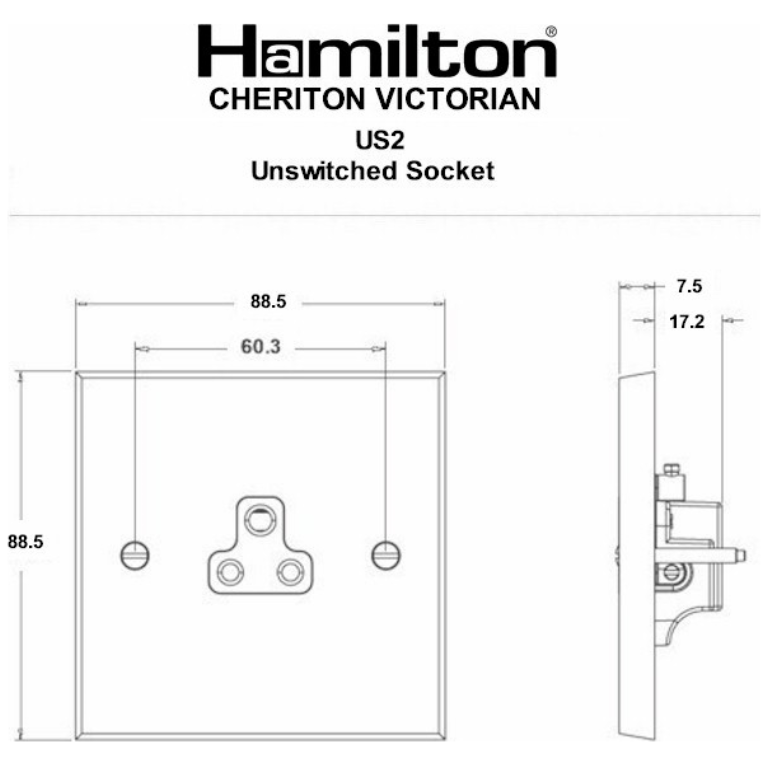 Hamilton Cheriton Victorian Satin Chrome 1 Gang 2A Unswitched Socket ...