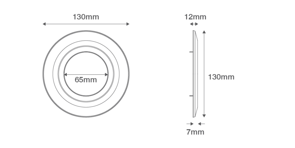 Ovia Lighting 130mm Chrome Downlight Converter Plate with 65mm Aperture ...