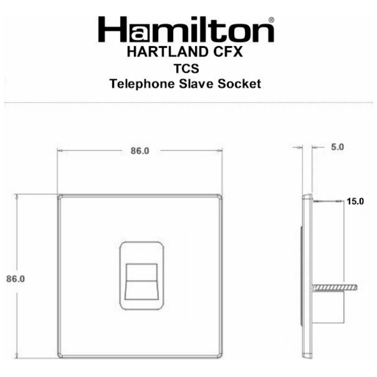 Hamilton Hartland CFX Primed White 1 Gang Secondary Telephone Extension Socket with Black Insert ...