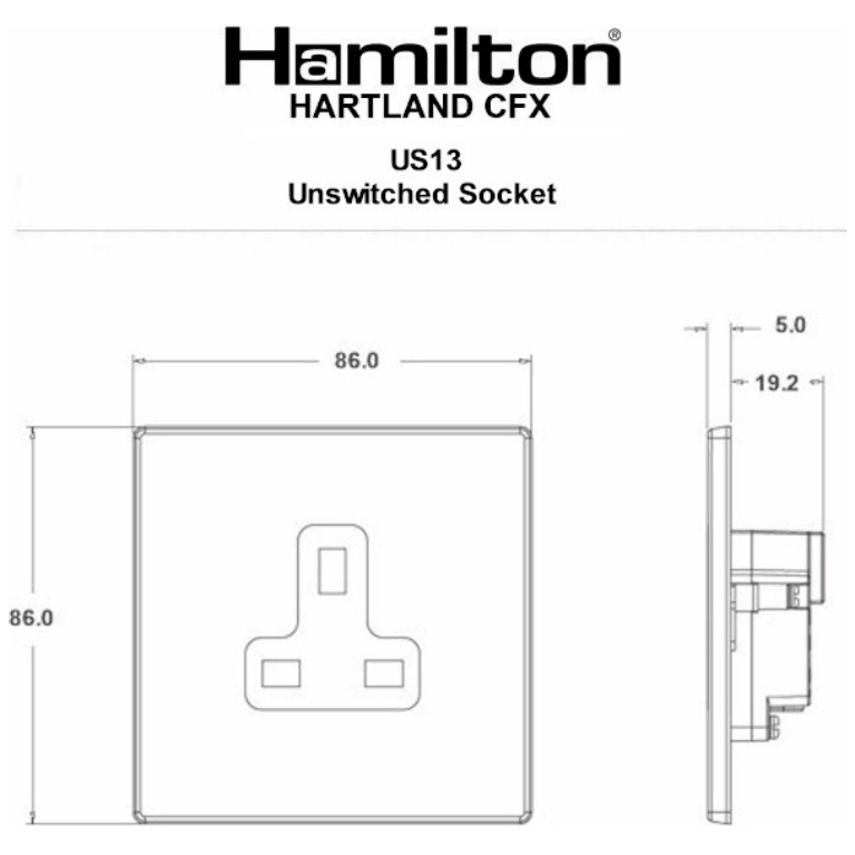 Hamilton Hartland CFX Primed White 1 Gang 13A Unswitched Socket with White Insert | UKES