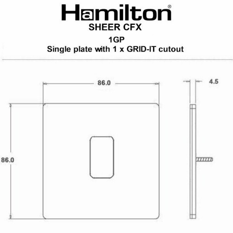 Hamilton Sheer CFX Gloss White 1 Gang Grid Fix Aperture Plate with Grid ...