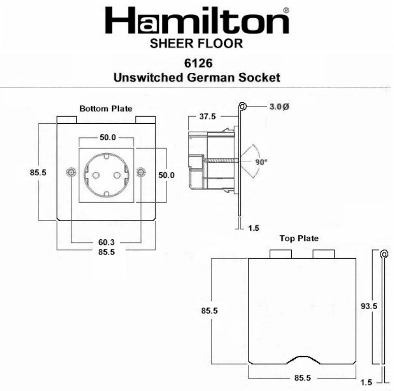 Hamilton Sheer Floor Satin Nickel 1 Gang 10/16A 220/250V AC German ...