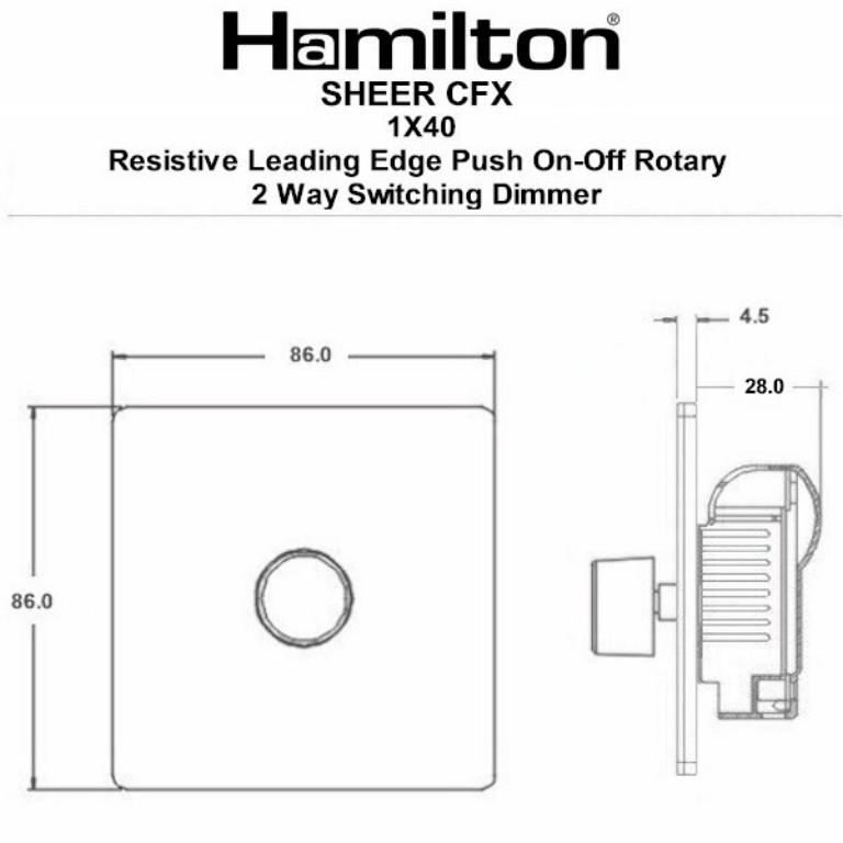 Hamilton Sheer CFX Etrium Bronze 1 Gang 400W 2 Way Push On/Off Rotary ...