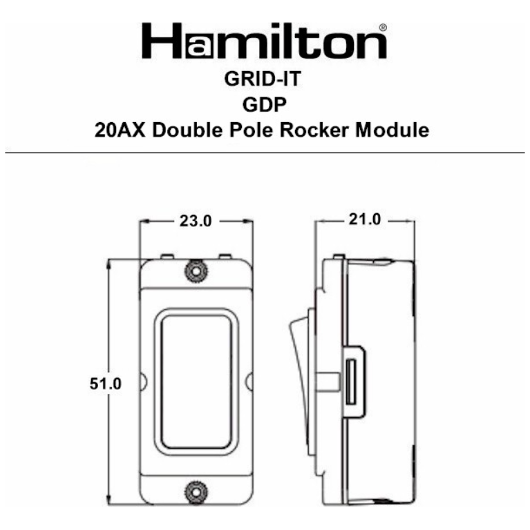 Hamilton GRID-IT 20AX Double Pole Switch Module with Bright Chrome ...