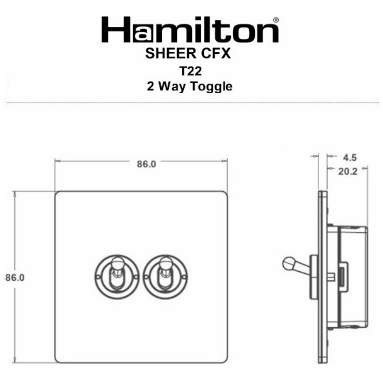Hamilton Sheer CFX Etrium Bronze 2 Gang 20AX 2 Way Toggle Switch with ...