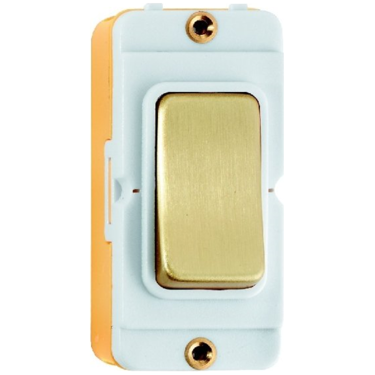Hamilton GRID-IT 20AX Double Pole Switch Module with Satin Brass Rocker ...