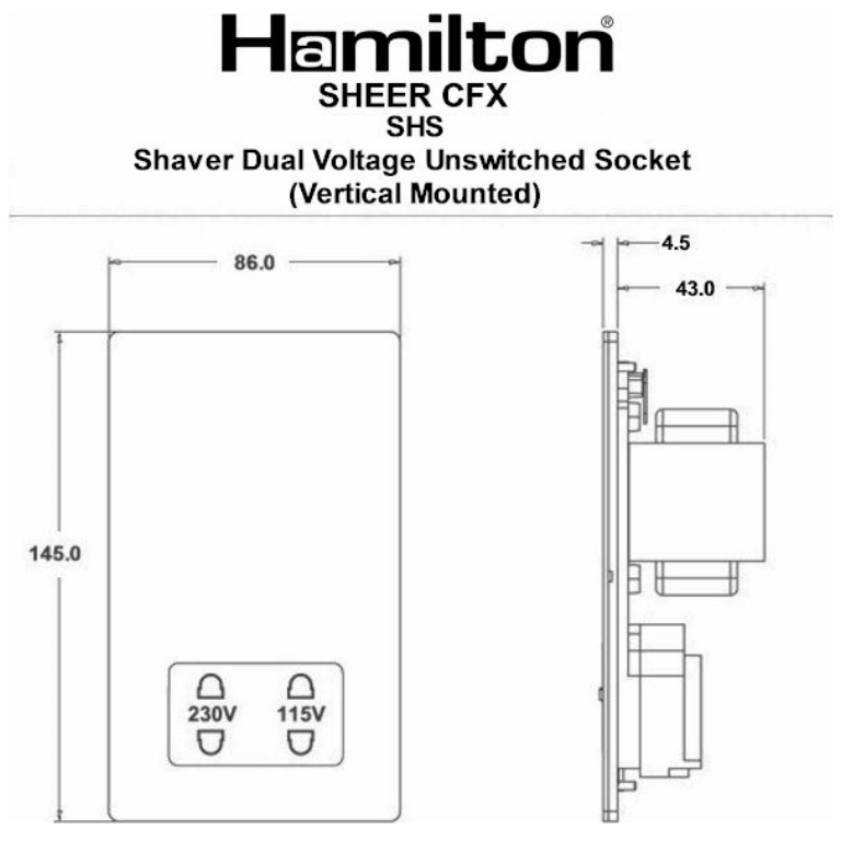 Hamilton Sheer CFX Richmond Bronze Dual Voltage Shaver Socket with ...