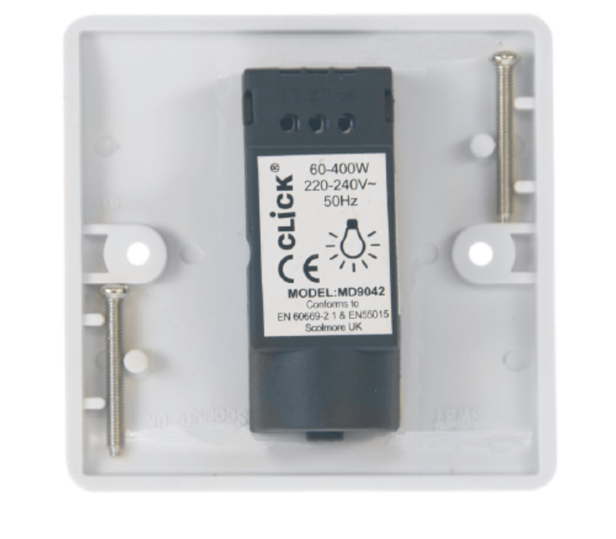 Click Mode Single 400watt 2 Way White PVC Inductive Dimmer Switch | UKES