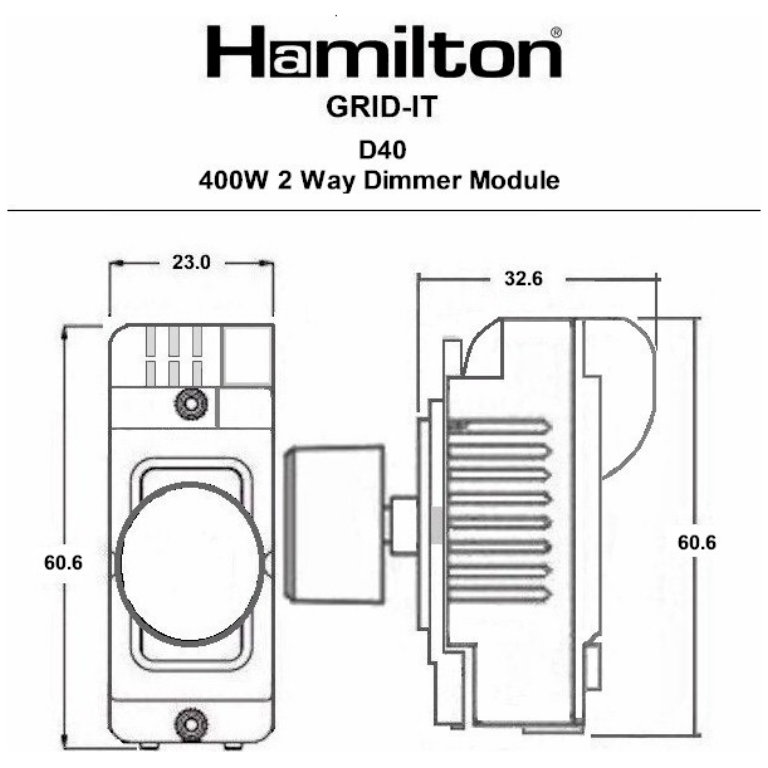 Hamilton GRID-IT 400W 2 Way Push On/Off Rotary Switching Dimmer Module ...