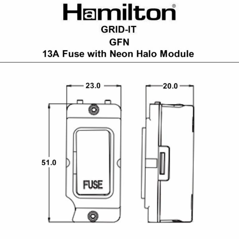 Hamilton GRID-IT 13A Fuse Module with Bright Chrome Insert and Amber ...