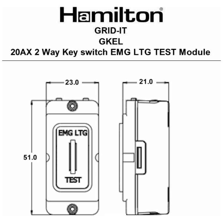 Hamilton GRID-IT 20AX 2 Way Key Switch Module Marked EMG LTG TEST with ...