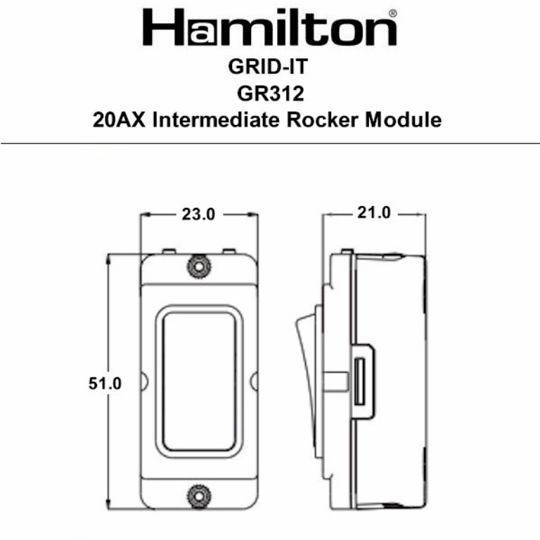 Hamilton GRID-IT 20AX Intermediate Switch Module with Satin Steel ...