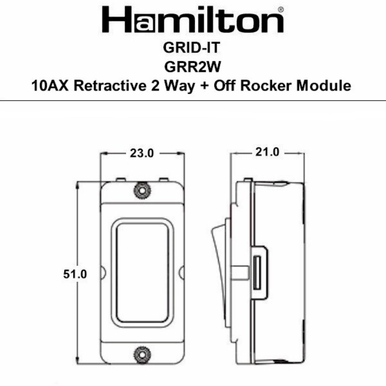 Hamilton GRID-IT 10AX 2 Way and Off Retractive Switch Module with Satin ...