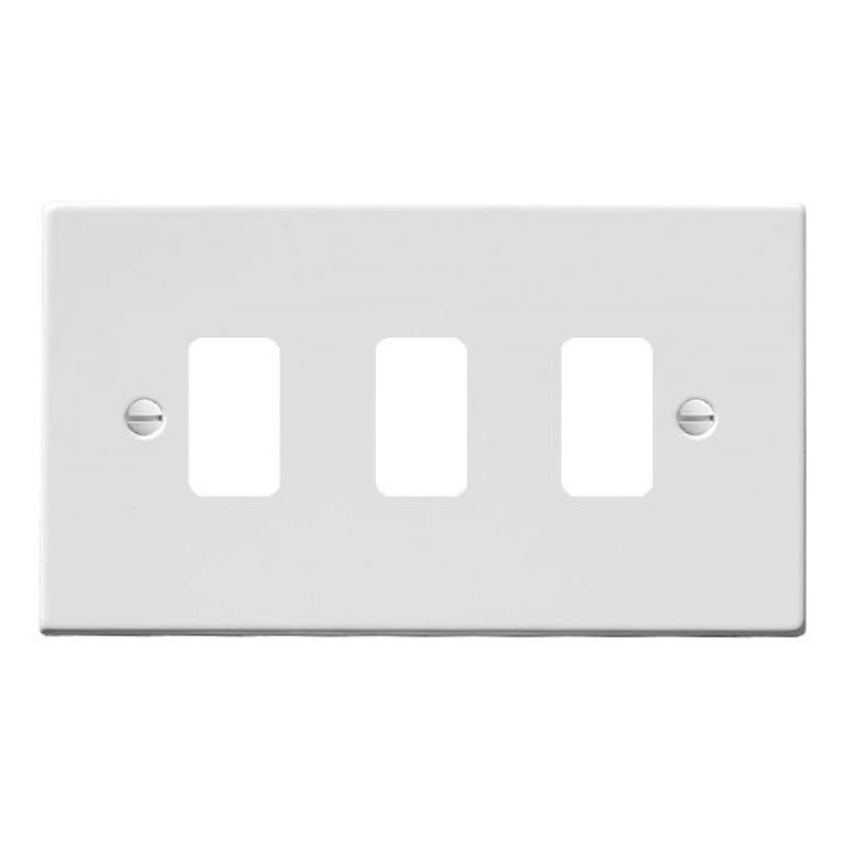 Hamilton Hartland Gloss White 3 Gang Grid Fix Aperture Plate with Grid ...