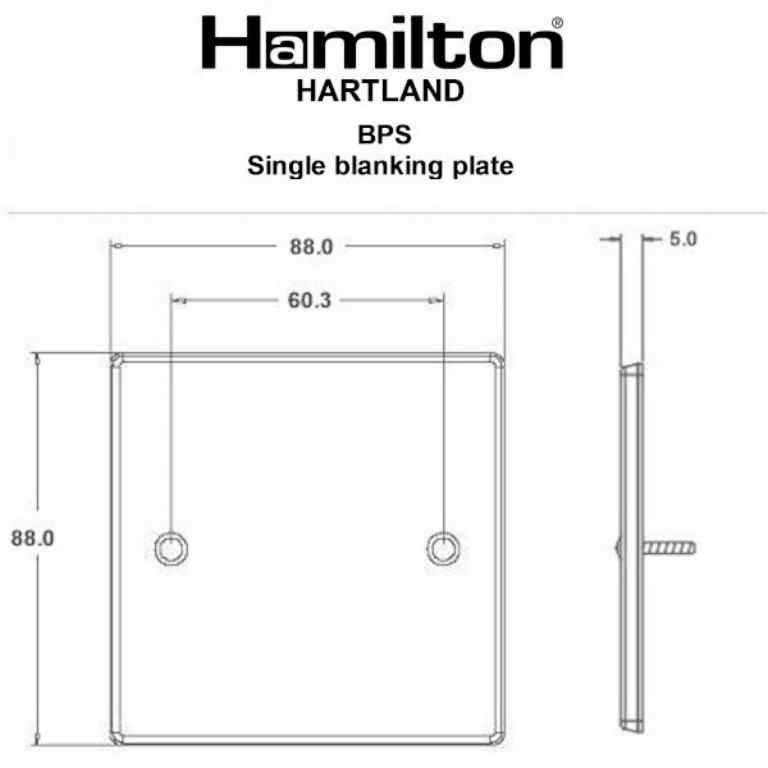 Hamilton Hartland Gloss White Single Blank Plate | UKES