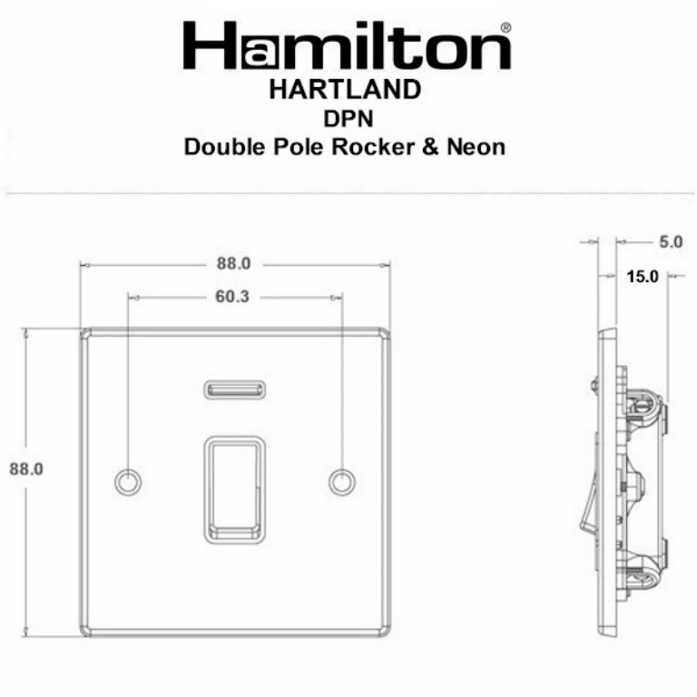 Hamilton Hartland Polished Brass 1 Gang 20AX Double Pole Switch and ...