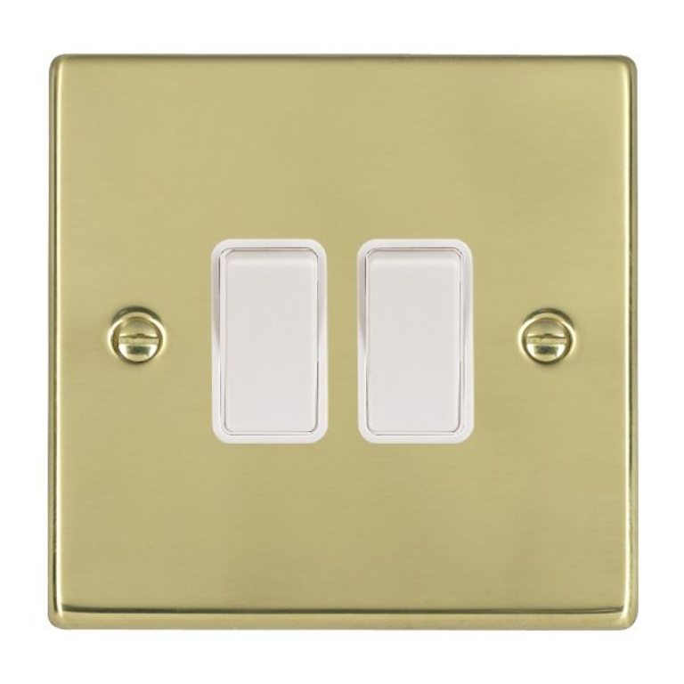Hamilton Hartland Polished Brass 2 Gang 10AX 2 Way Switch with White ...