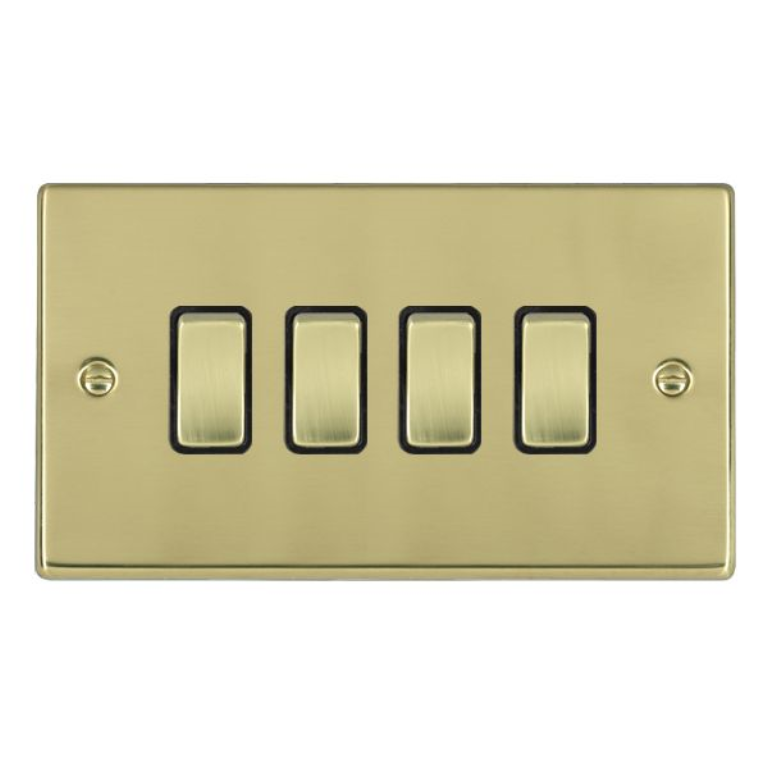 Hamilton Hartland Polished Brass 4 Gang 10AX 2 Way Switch with Polished ...