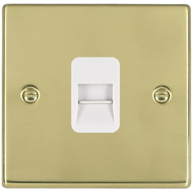 Hamilton Hartland Polished Brass 1 Gang Telephone Slave Socket with White Insert | UKES