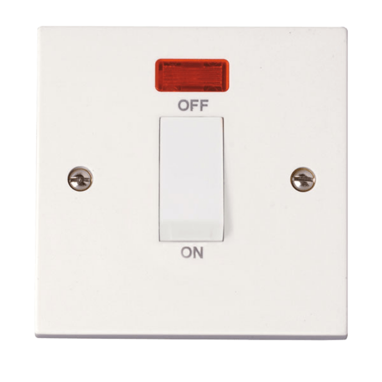 Click Polar PRW501 45A 1 Gang White Rocker Single Cooker Outlet with ...