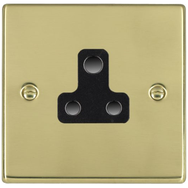 Hamilton Hartland Polished Brass 1 Gang 5A Unswitched Socket with Black ...