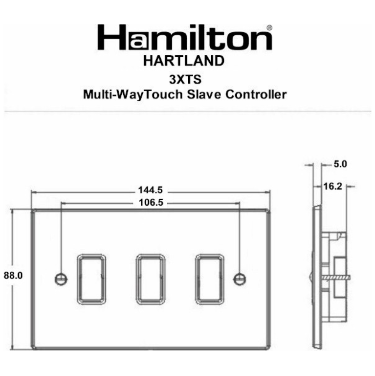 Hamilton Hartland Satin Brass 3 Gang Multi-Way Touch Secondary ...