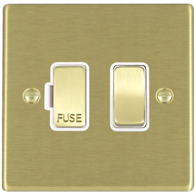 Hamilton Hartland Satin Brass 13A Double Pole Switched Fused Spur with ...