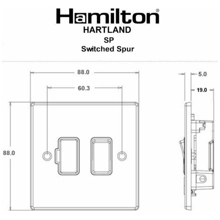 Hamilton Hartland Satin Brass 13A Double Pole Switched Fused Spur with ...