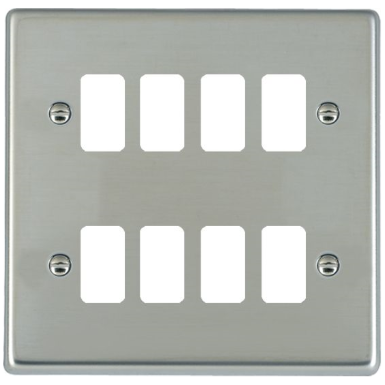 Hamilton Hartland Bright Steel 8 Gang Grid Fix Aperture Plate with Grid ...
