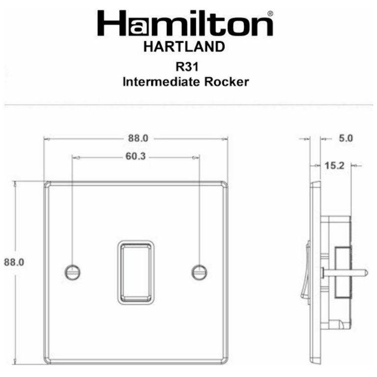 Hamilton Hartland Bright Steel 1 Gang 10AX Intermediate Switch with ...
