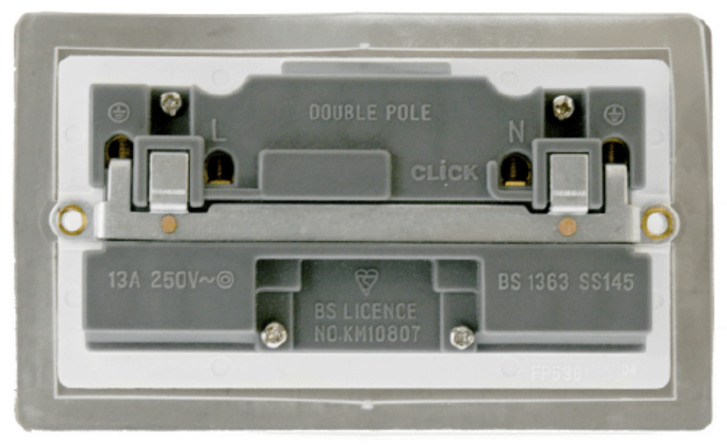Click Define Stainless Steel Flat Plate Double 13A Socket with Black ...