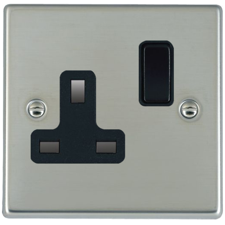 Hamilton Hartland Bright Steel 1 Gang 13A Double Pole Switched Socket ...