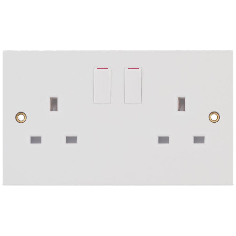 Selectric Square LG9096 2 Gang Double Pole Switched 13A Socket with 2 ...